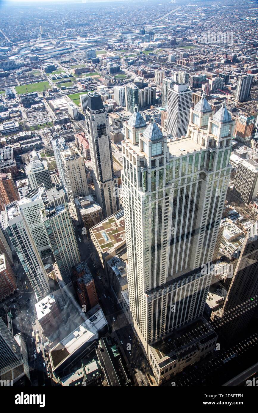 chicago skyscraper wiew from the air Stock Photo - Alamy
