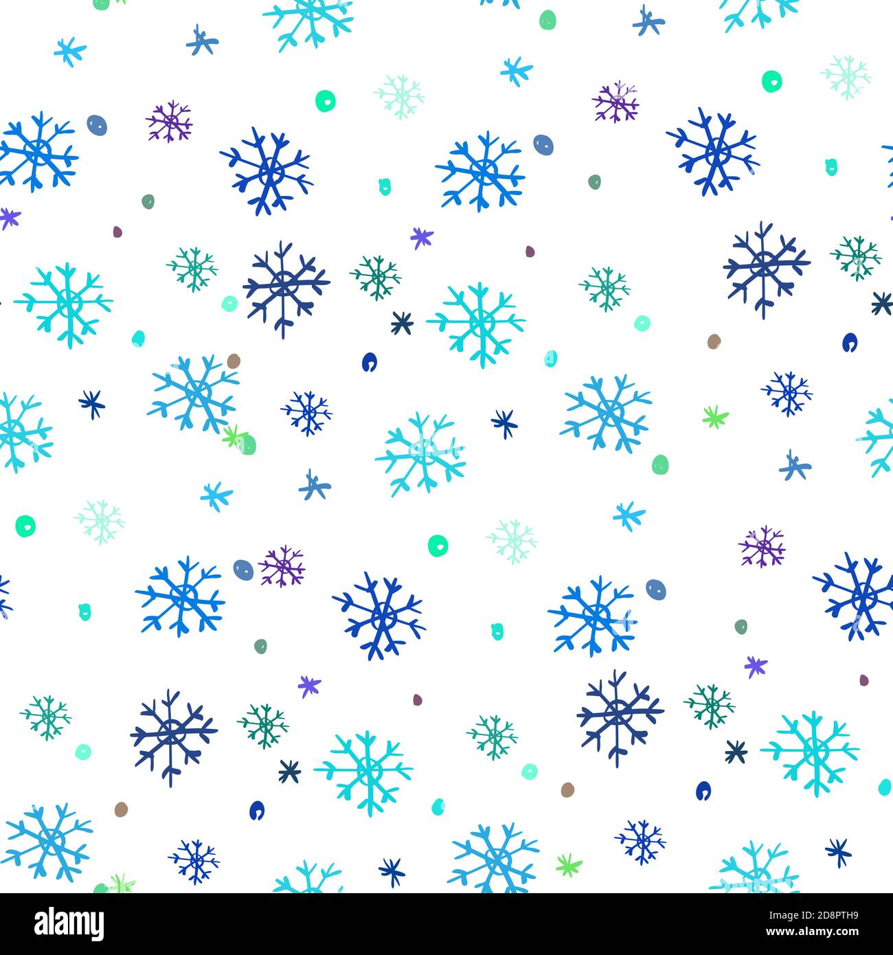 Simple geometric repeating pattern with blue hand-drawn snowflakes ... Simple geometric repeating pattern with blue hand-drawn snowflakes ...