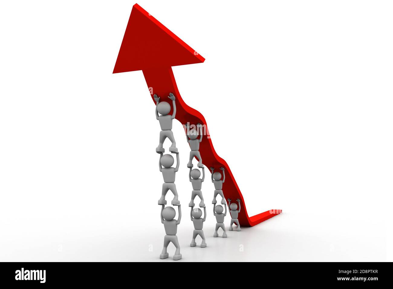 People pushing up the red arrow Stock Photo - Alamy