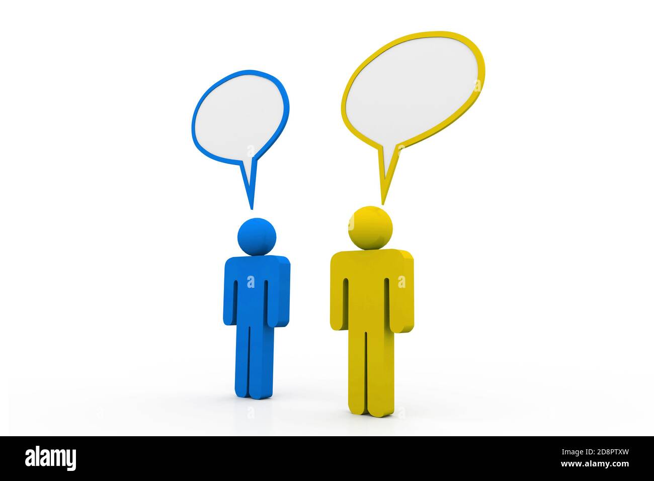 Two people talk in speech bubbles Stock Photo - Alamy