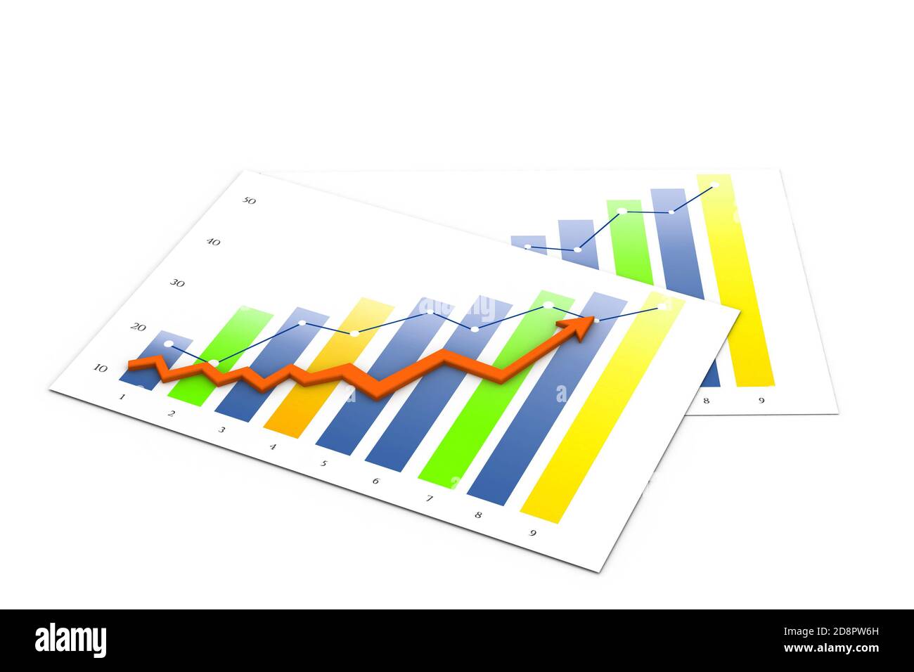 Business graph with report Stock Photo - Alamy