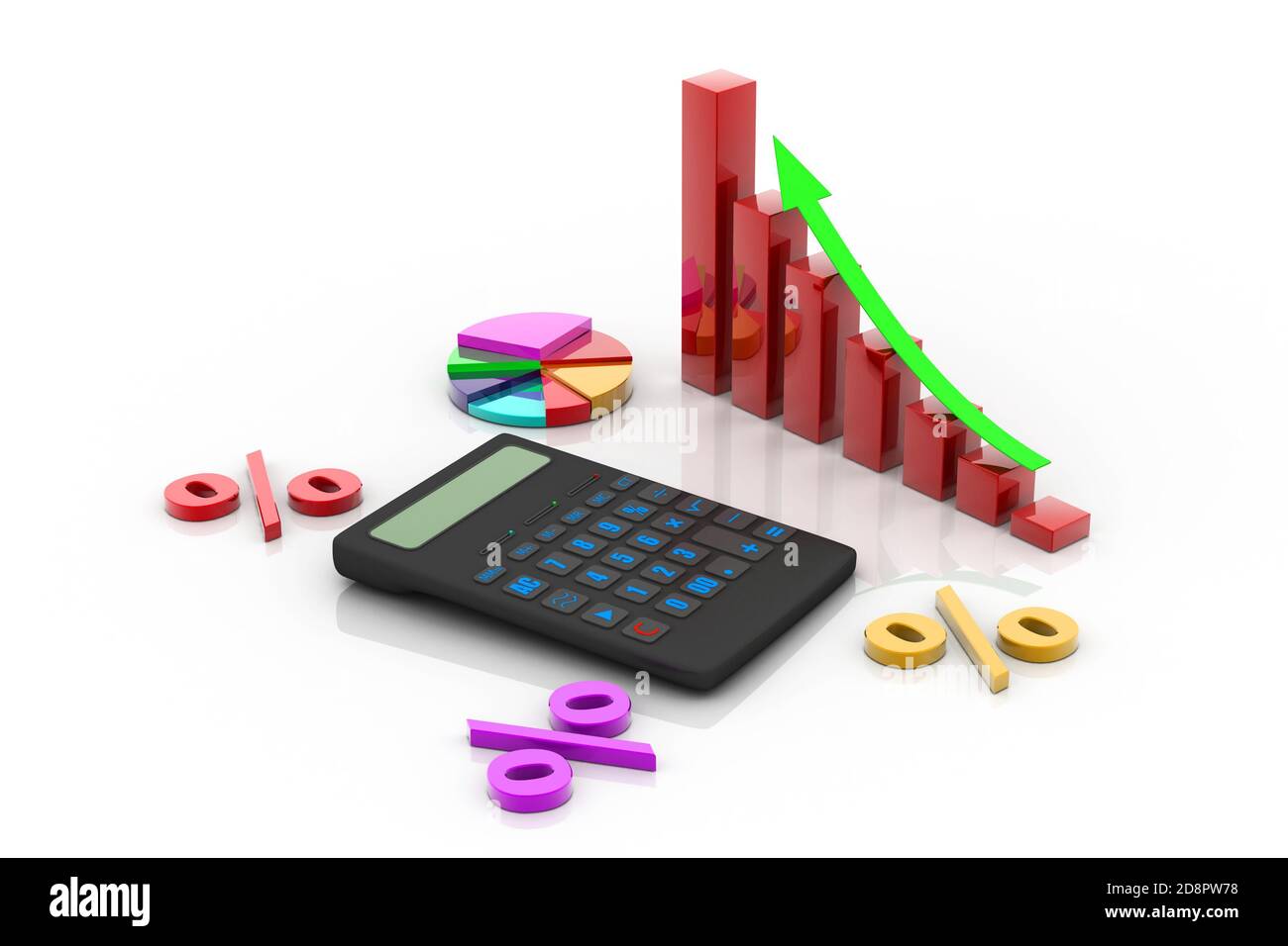 Business Graph With Upward diagram and calculator Stock Photo - Alamy