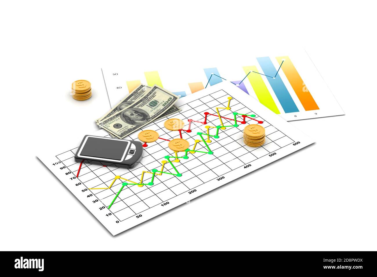 Financial graph with money Stock Photo - Alamy