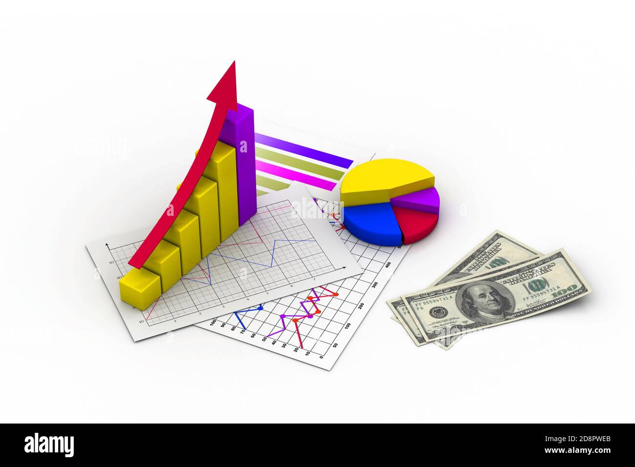 Financial graph, chart with money Stock Photo - Alamy