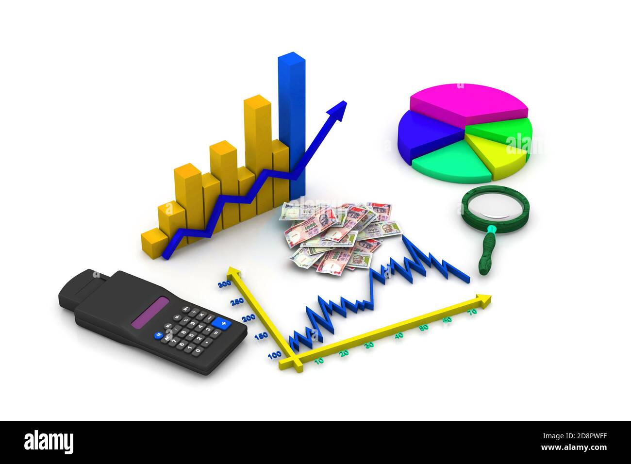 Financial graph with money Stock Photo - Alamy