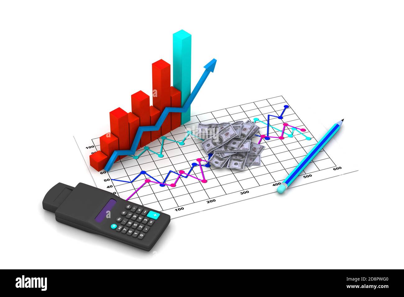 Financial graph with money Stock Photo - Alamy