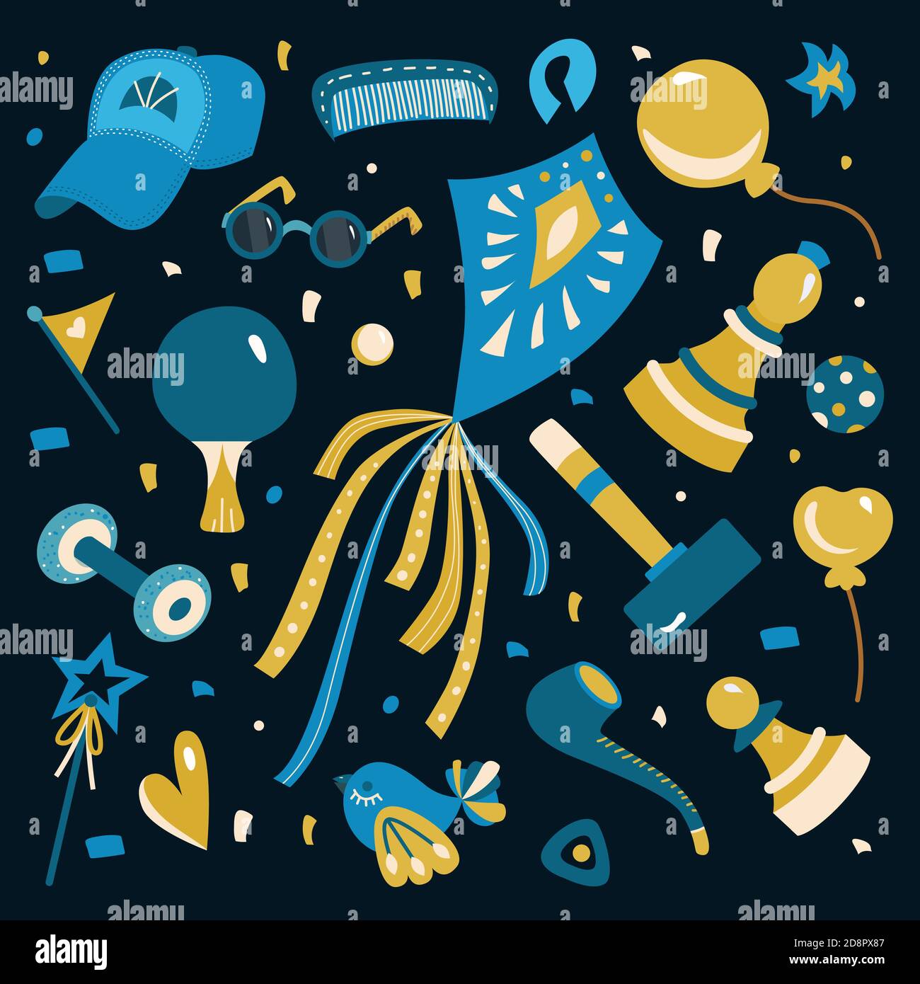 Vector illustration with man's things. A bright concept in flat style ...