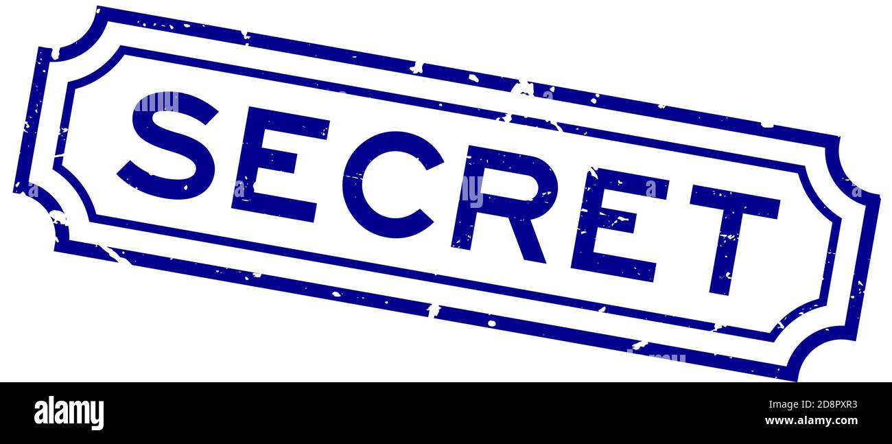 Grunge blue secret word rubber business seal stamp on white background ...