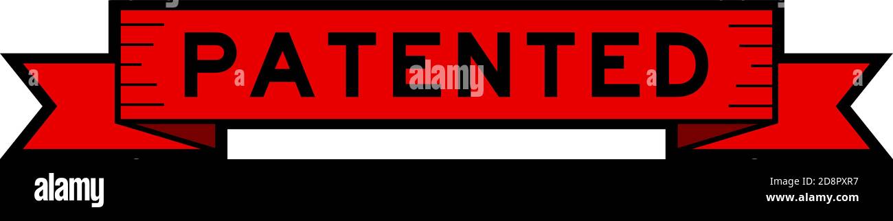 Vintage red color label banner with word patented on white background ...