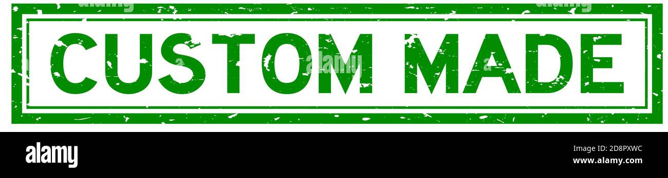 Grunge green custom made word square rubber seal stamp on white ...