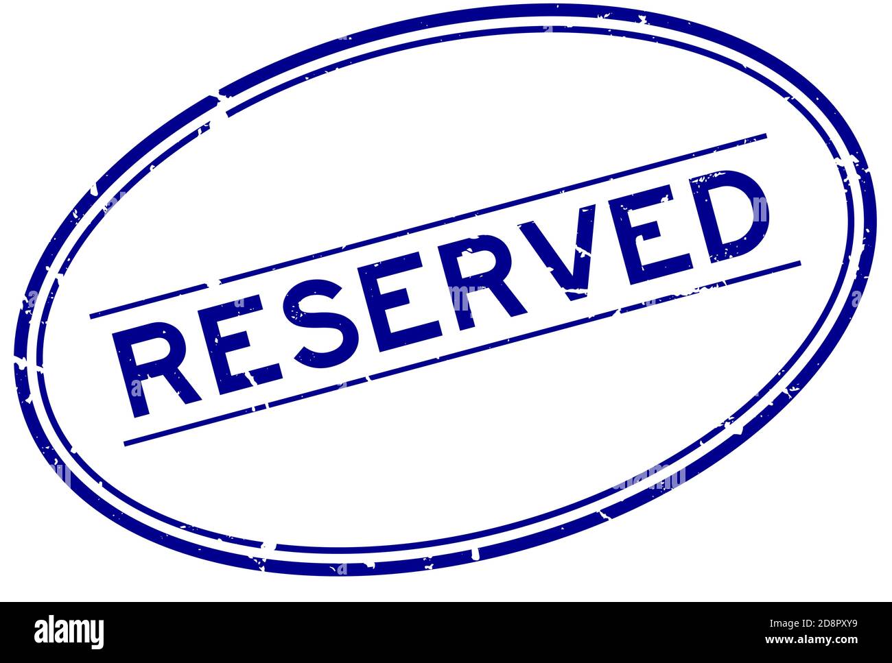Grunge blue reserved word oval rubber seal stamp on white background ...