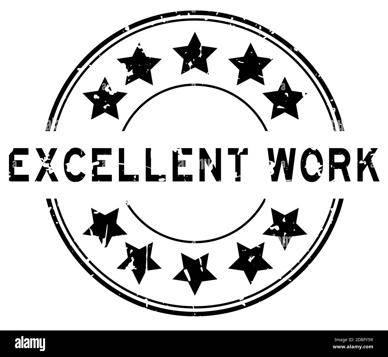 Grunge black excellent work word with star icon round rubber seal stamp ...