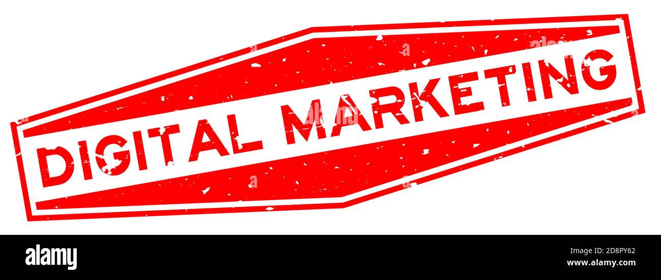 Grunge red digital marketing word hexagon rubber seal stamp on white background Stock Vector ...