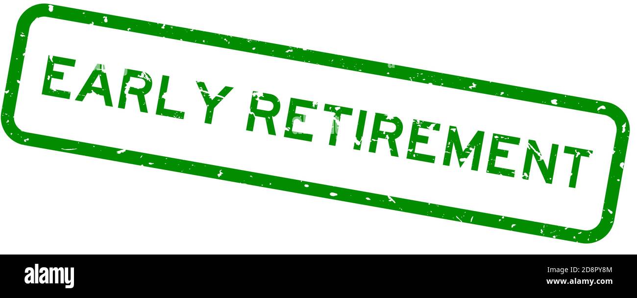 Grunge green early retirement word square rubber seal stamp on white ...