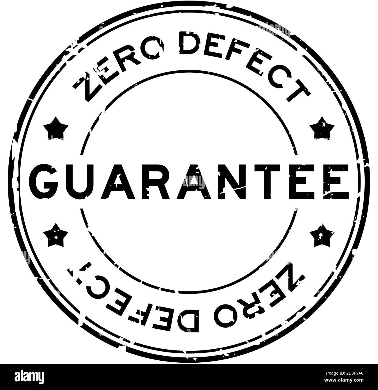 Grunge black zero defect guarantee word round rubber seal stamp on ...