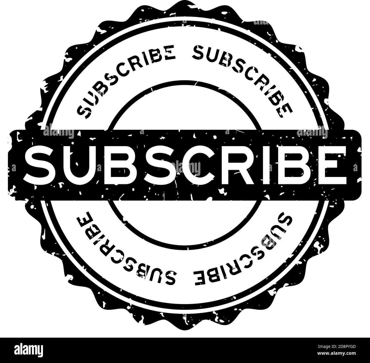 Grunge black subscribe word round rubber seal stamp on white background ...