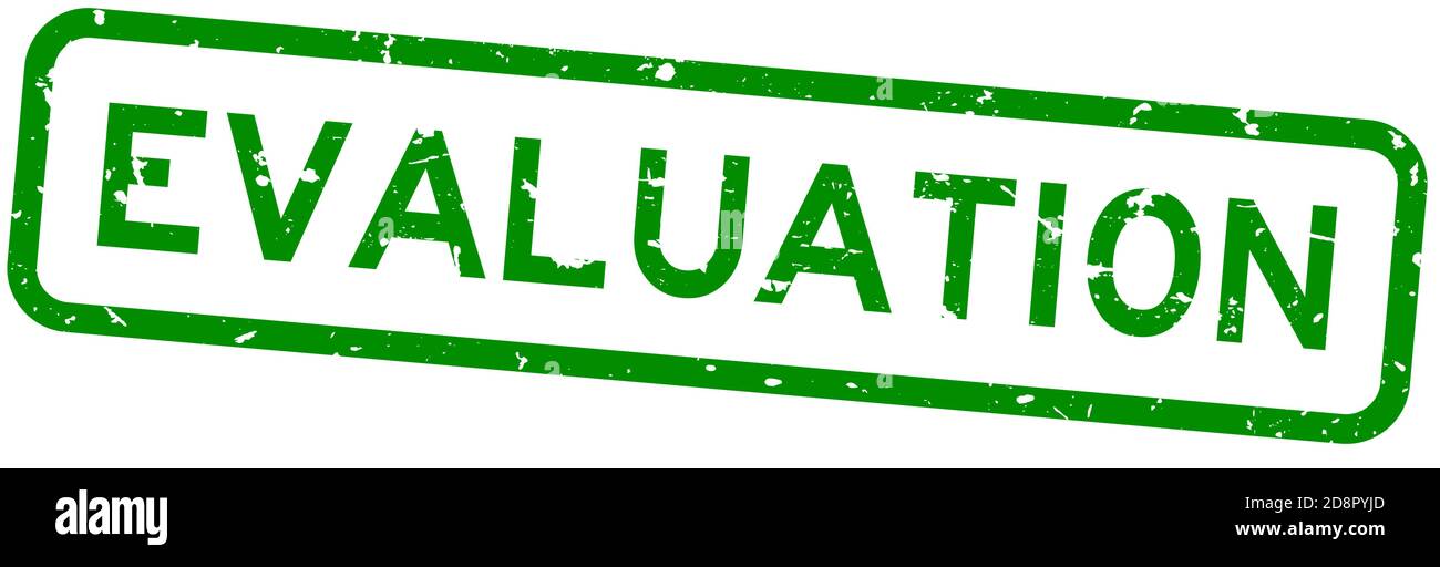 Grunge green evaluation word square rubber seal stamp on white ...
