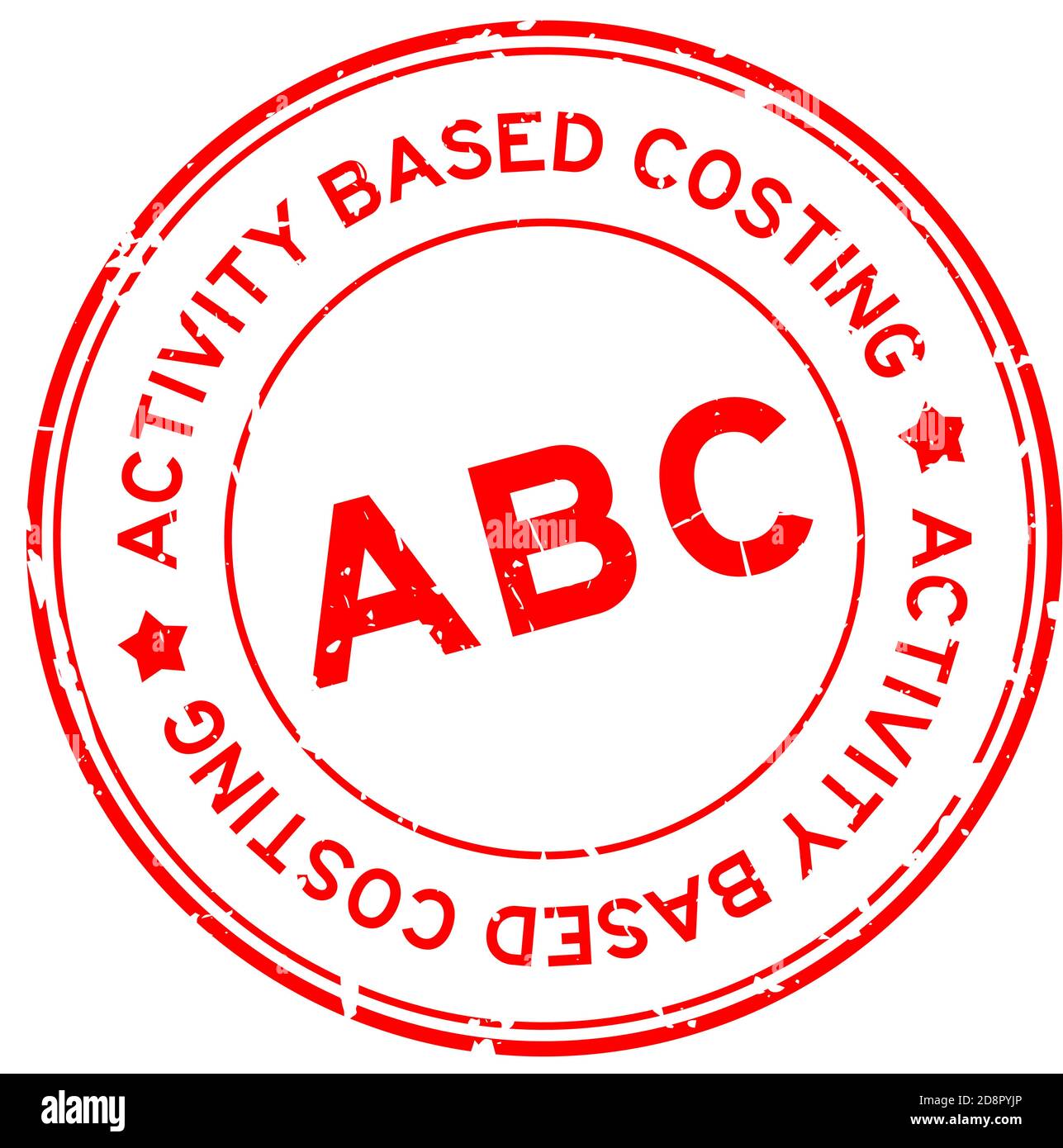 Grunge red ABC (abbreviation of activity based costing) word round ...