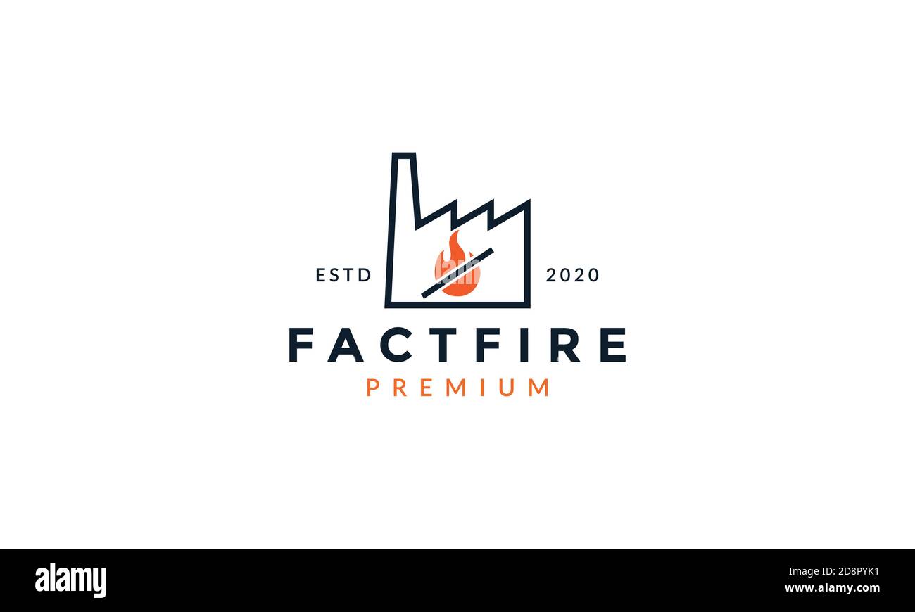 warning fire factory line logo vector Stock Vector Image & Art - Alamy