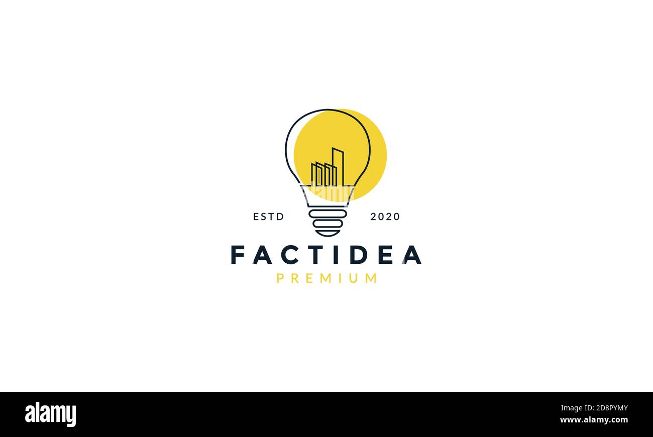 factory industry building line with lamp for ideas logo vector icon ...