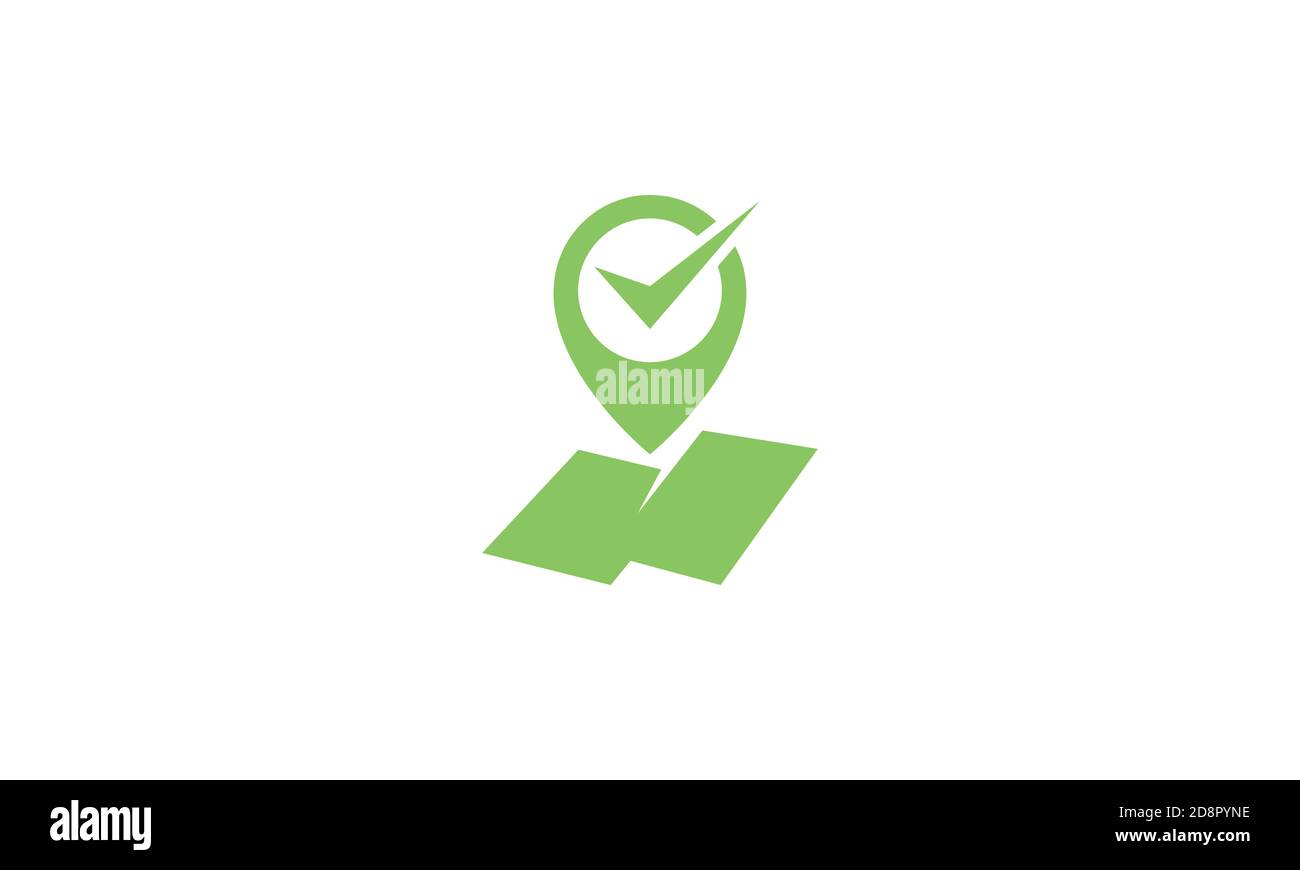 pin maps location check mark green logo vector icon design Stock Vector ...