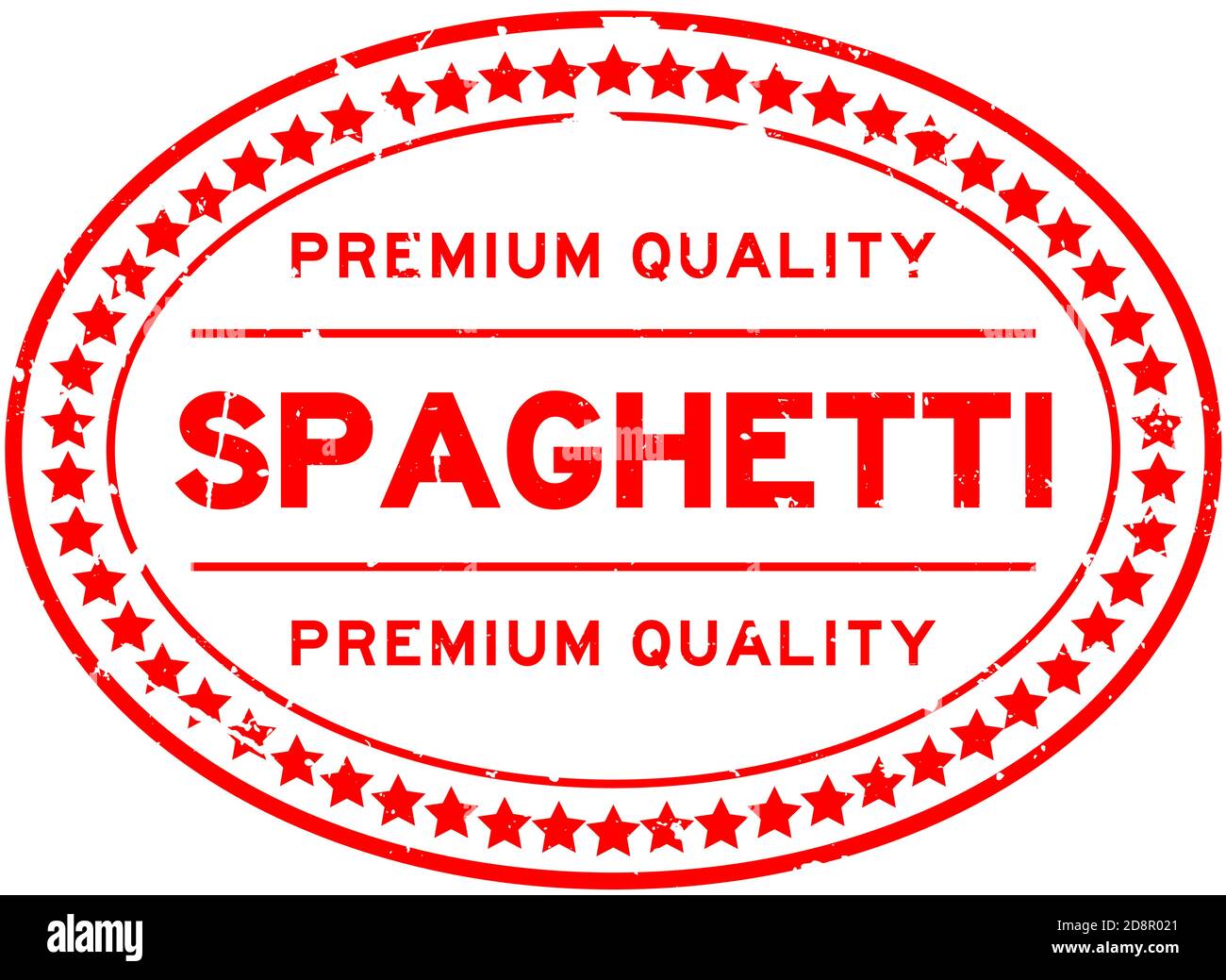 Grunge red premium quality spaghetti word oval rubber seal stamp on ...