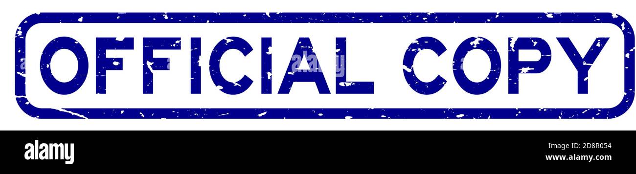 Grunge blue official copy word square rubber seal stamp on white ...