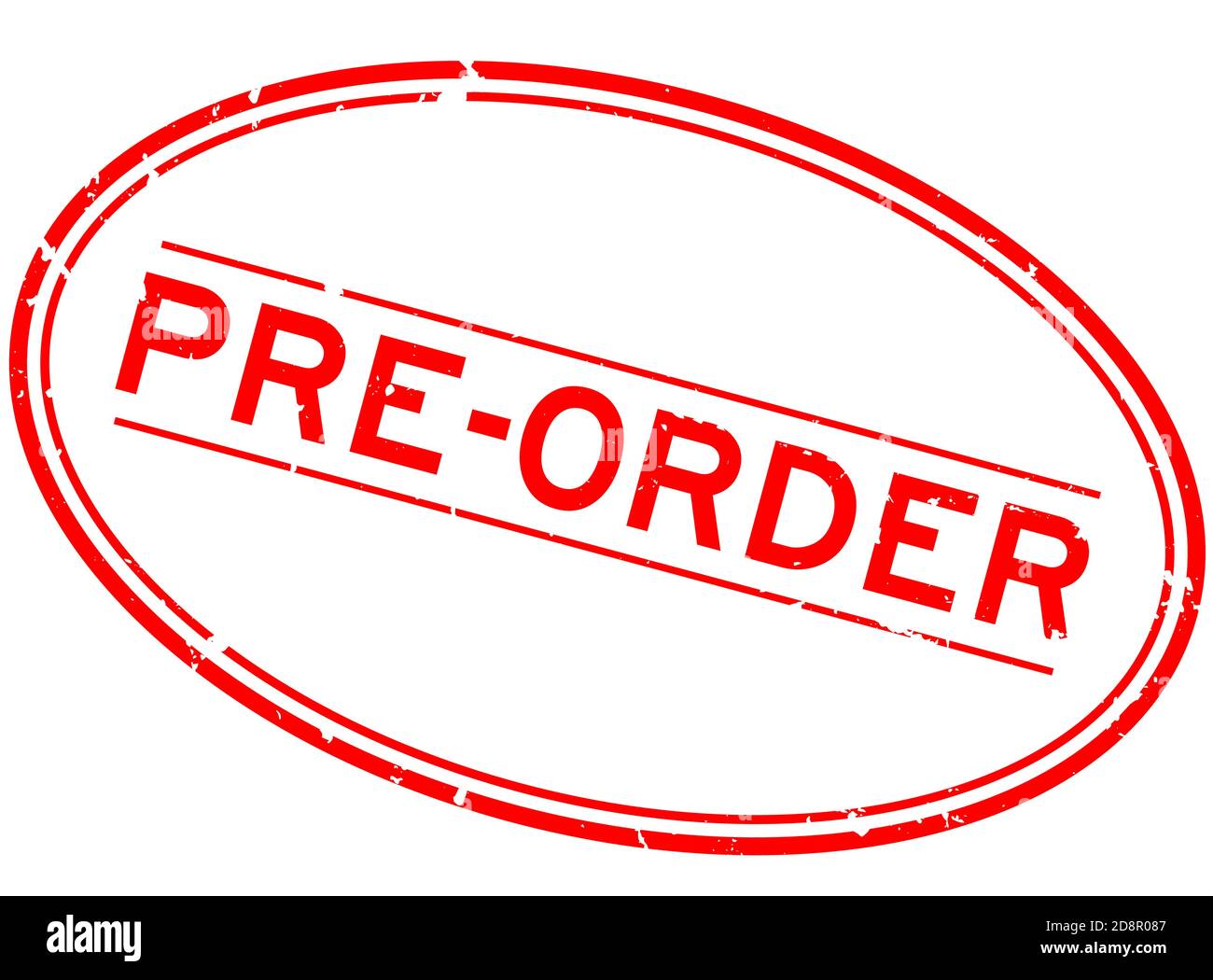 Grunge red pre order word oval rubber seal stamp on white background ...