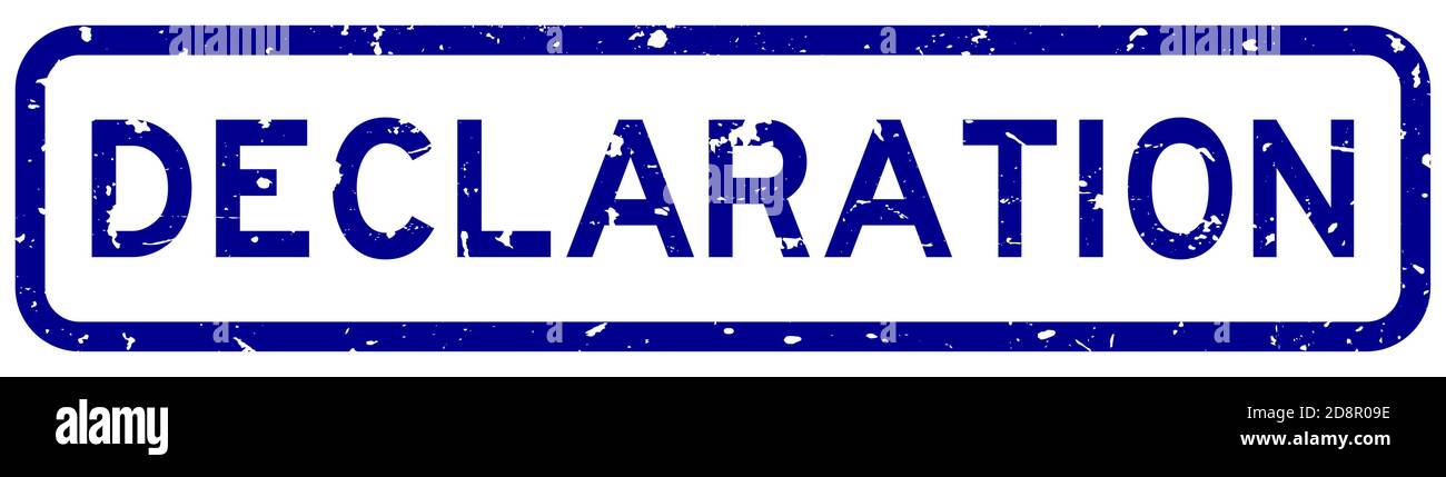 Grunge blue declaration word square rubber seal stamp on white ...