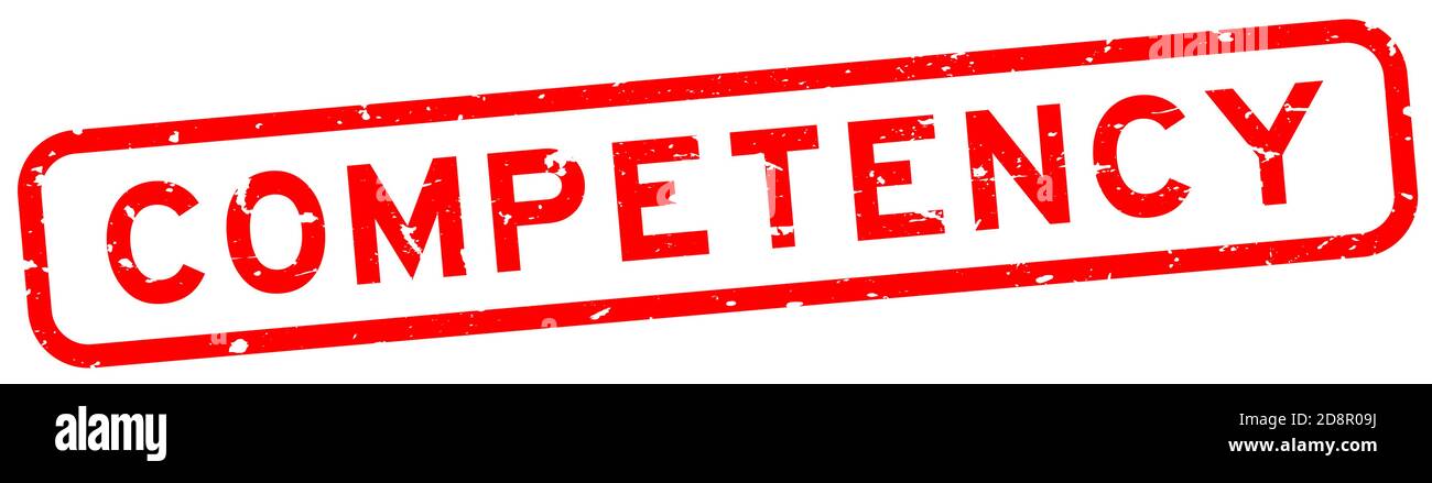 Grunge red competency word square rubber seal stamp on white background ...