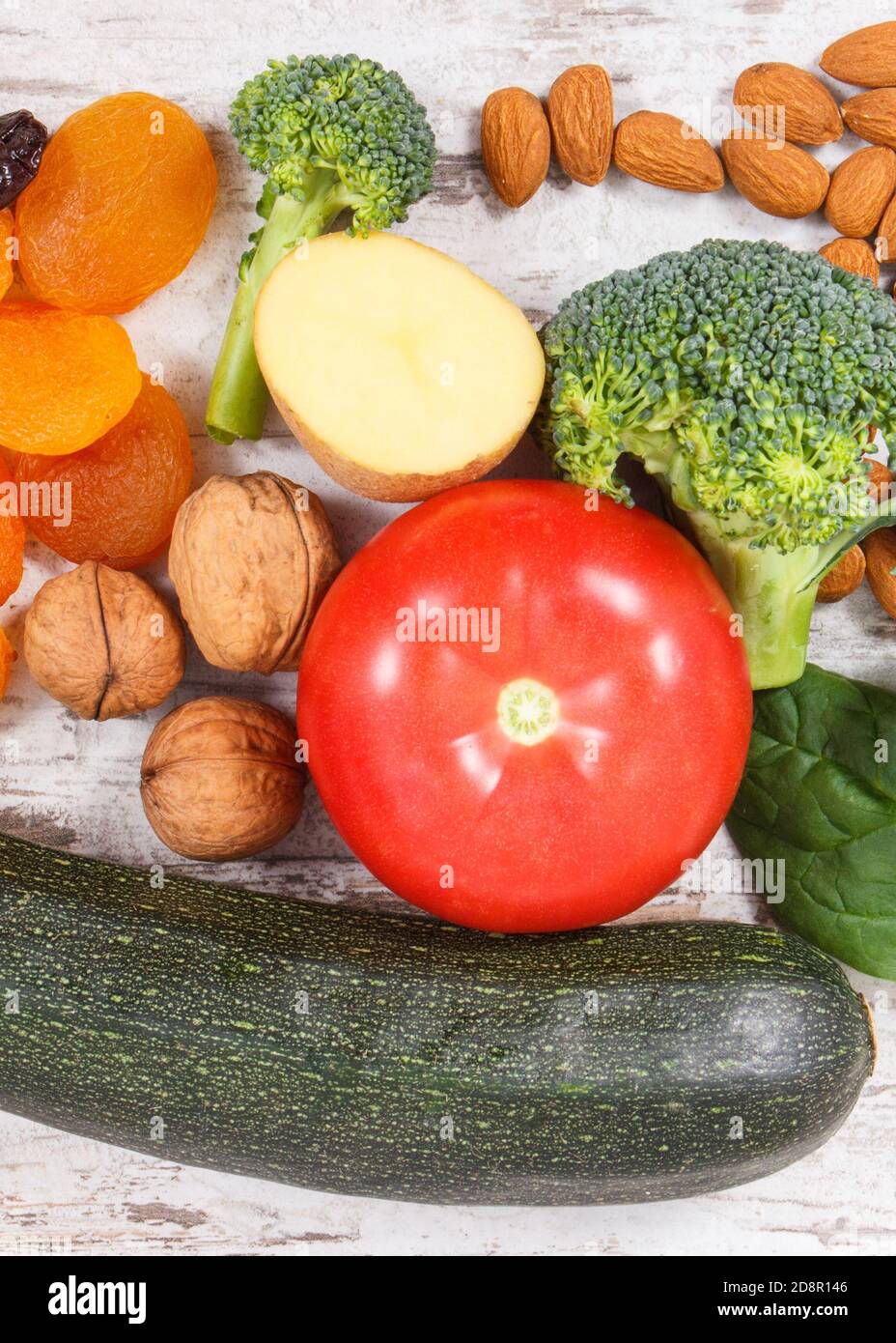 Fresh fruits and vegetables containing vitamin K, potassium, dietary ...