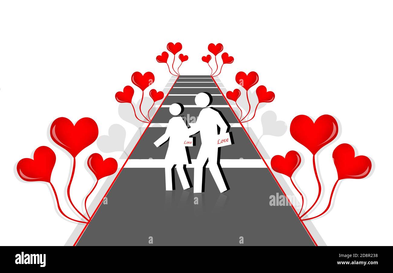 2d illustration of love couples in color background Stock Photo - Alamy
