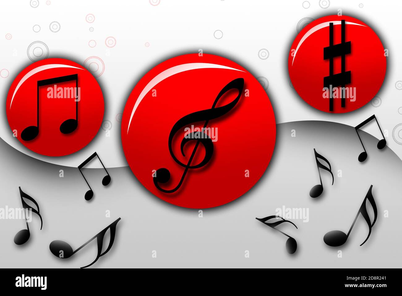 Digital illustration of music notes in abstract background Stock Photo ...