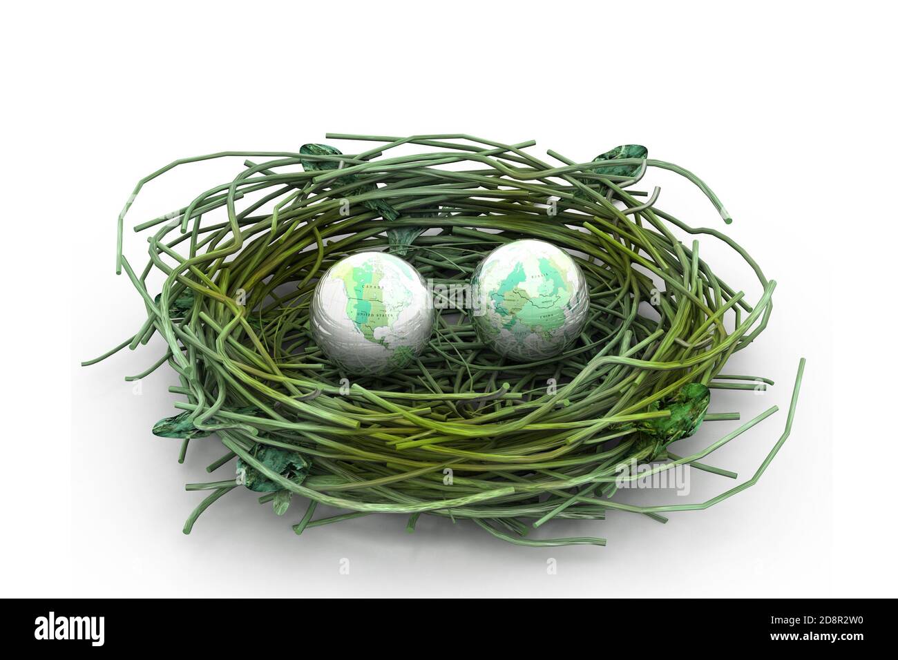 Two earths in being protected in a nest. Conceptual design Stock Photo ...