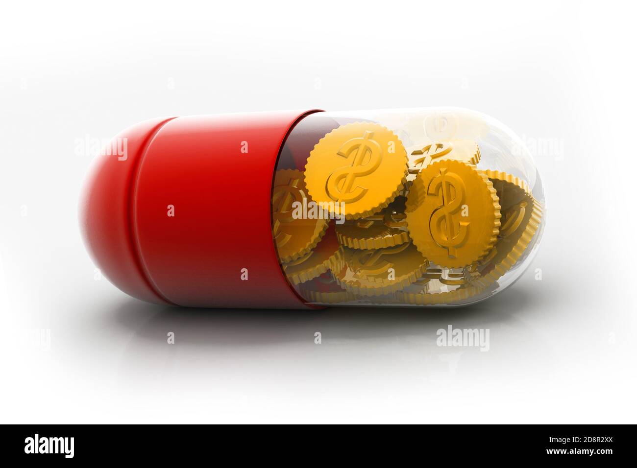 pill filled with dollar coin Stock Photo - Alamy