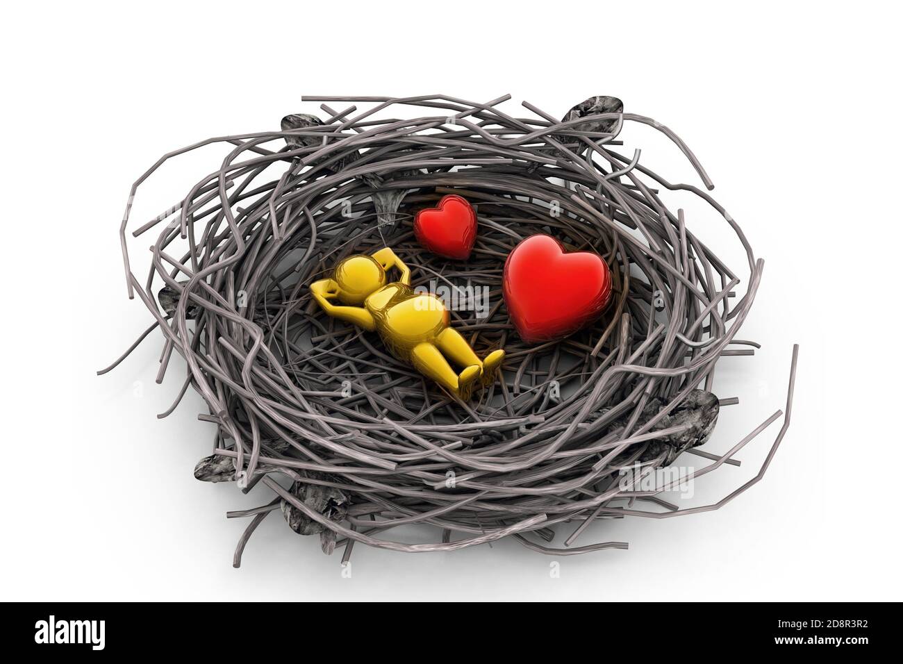 Love hearts and person in nest Stock Photo - Alamy