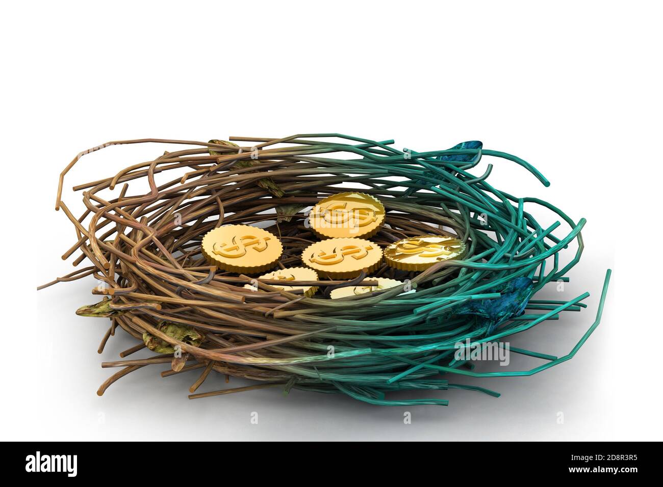 Dollar coins in being protected in a nest. Conceptual design Stock ...
