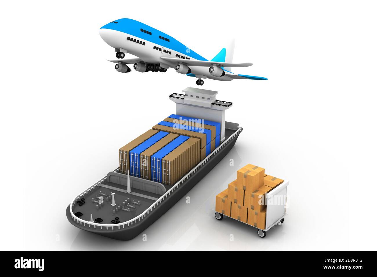 Cargo ship and airline Stock Photo - Alamy