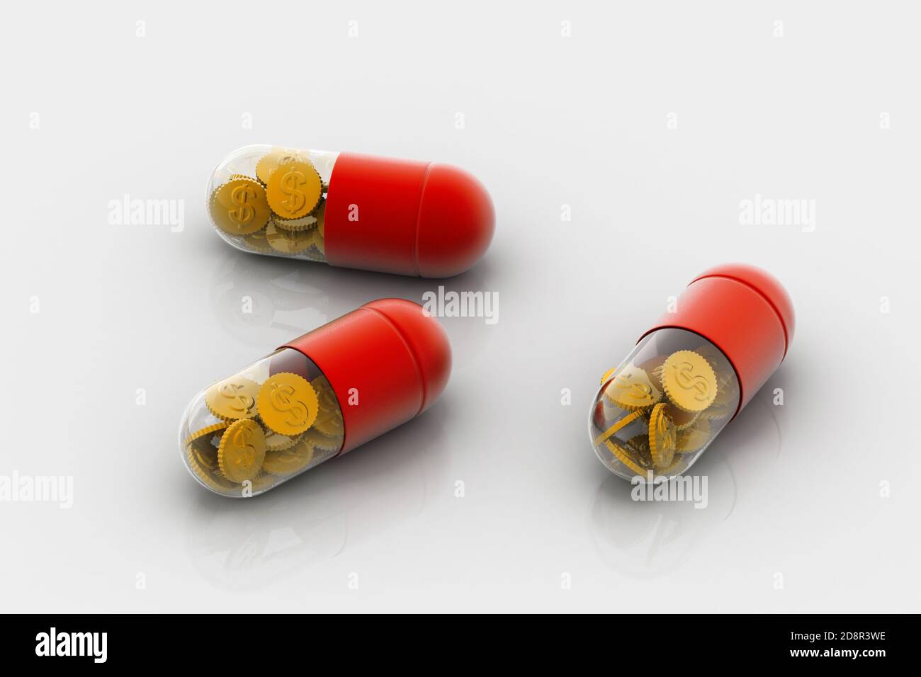 pill filled with dollar coin Stock Photo - Alamy