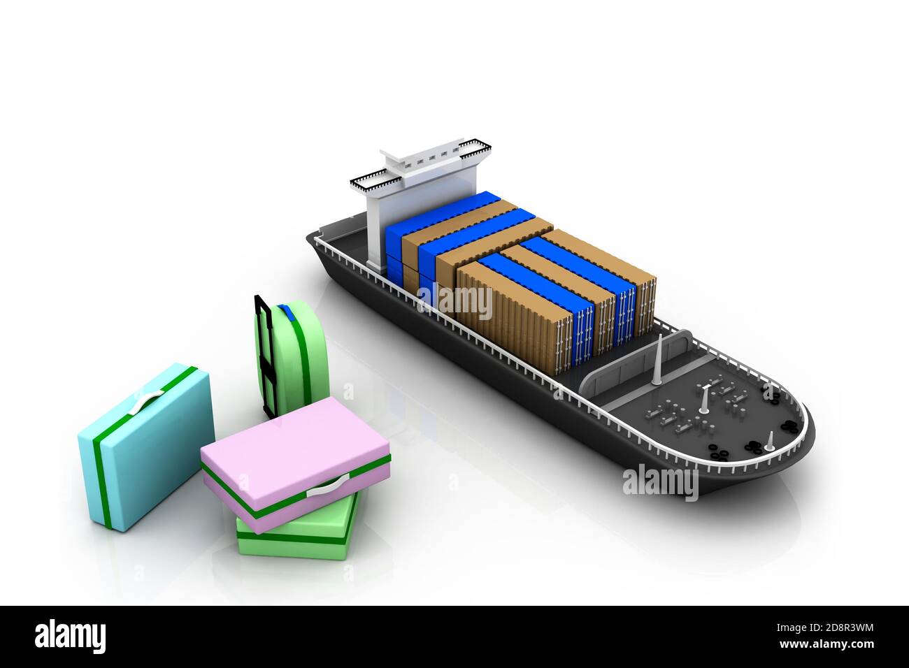 Cargo ship with reflection Cut Out Stock Images & Pictures - Alamy
