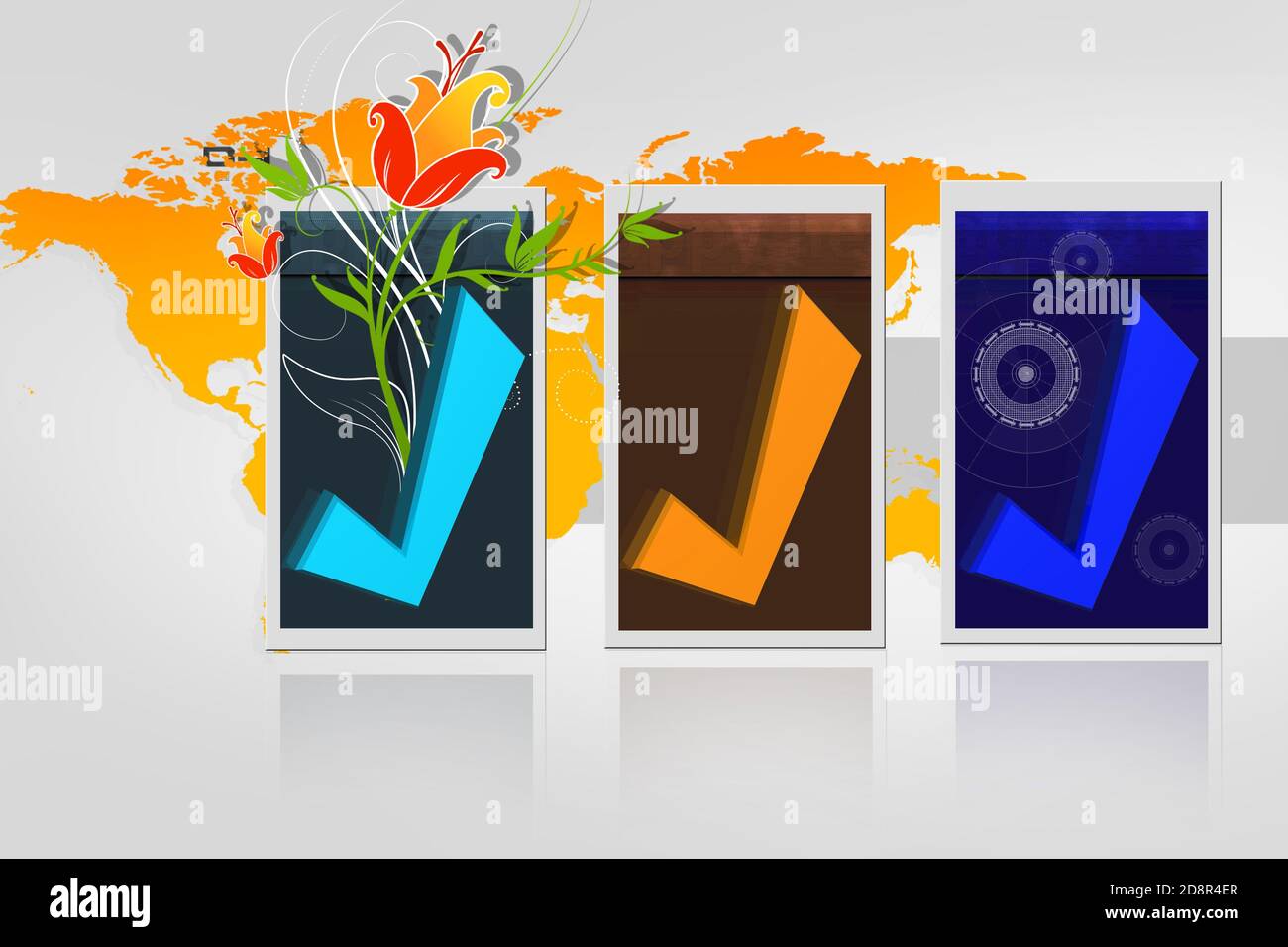 3d rendering right symbol in digital color background Stock Photo - Alamy