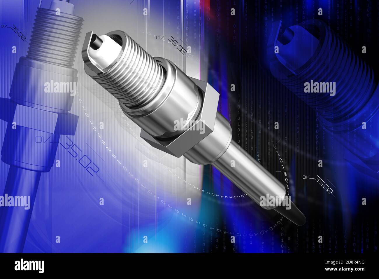 Digital illustration of spark plug in color background Stock Photo - Alamy
