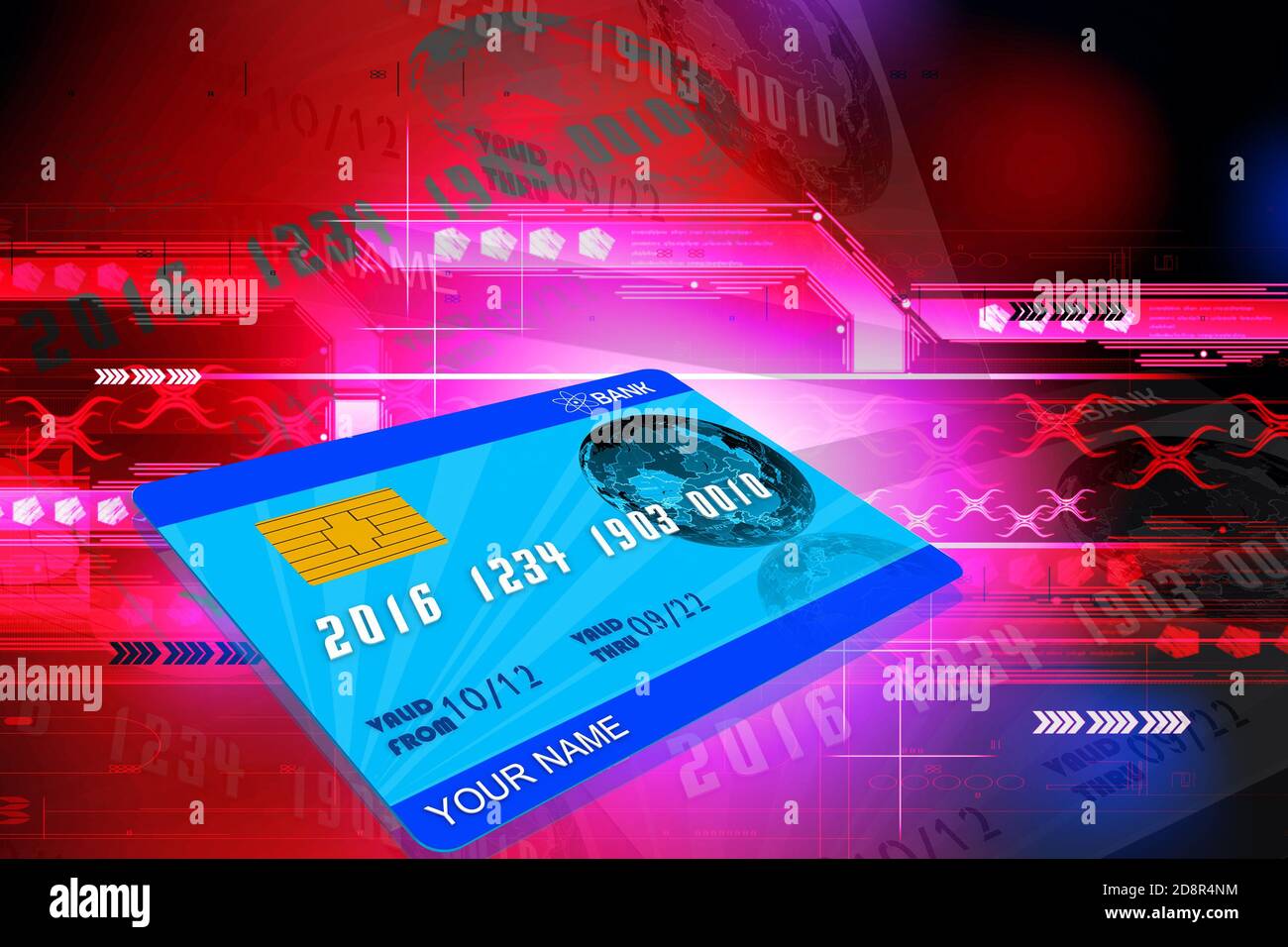 Digital illustration of ATM CARD in color background Stock Photo - Alamy