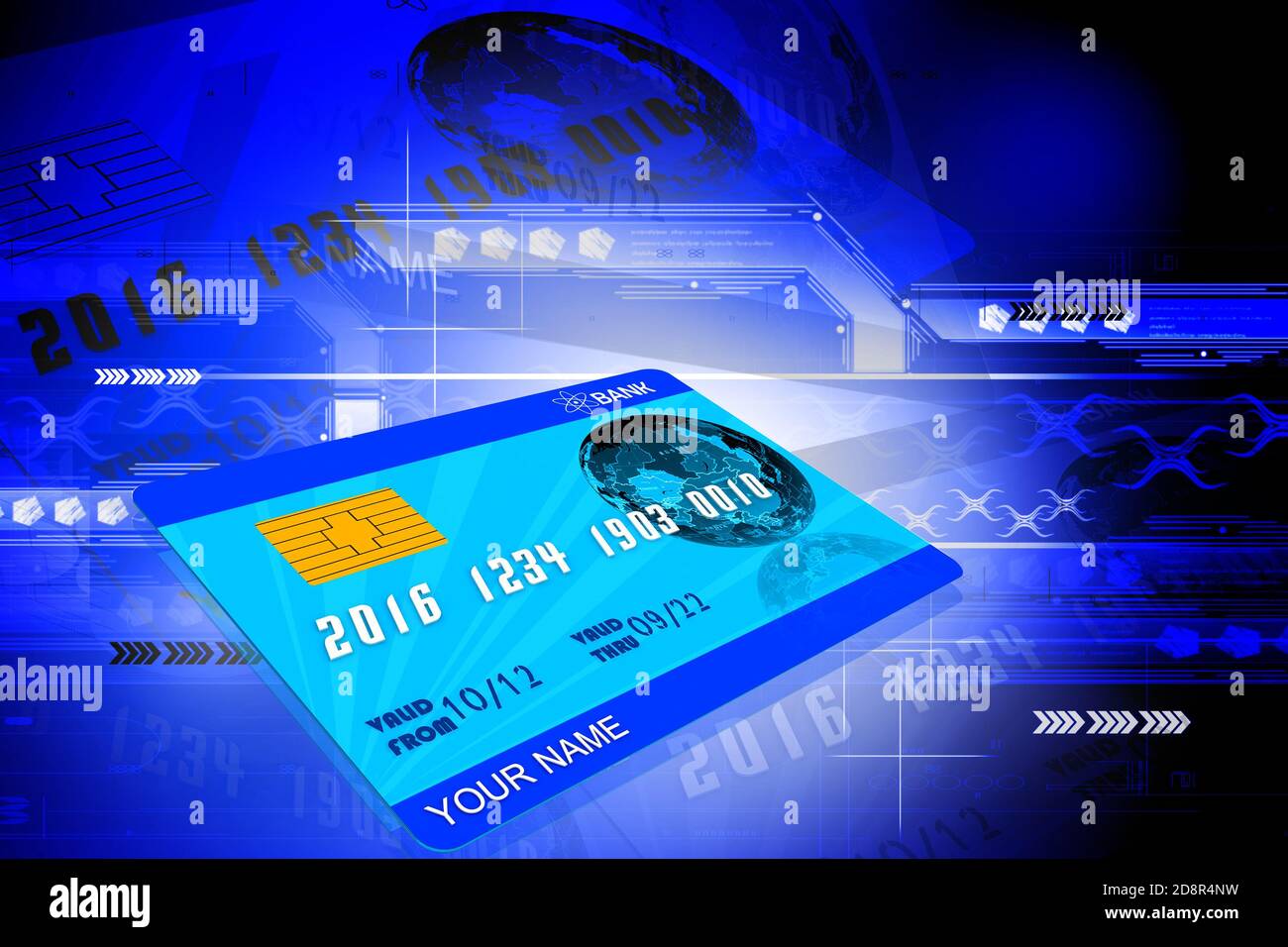 Digital illustration of ATM CARD in color background Stock Photo - Alamy