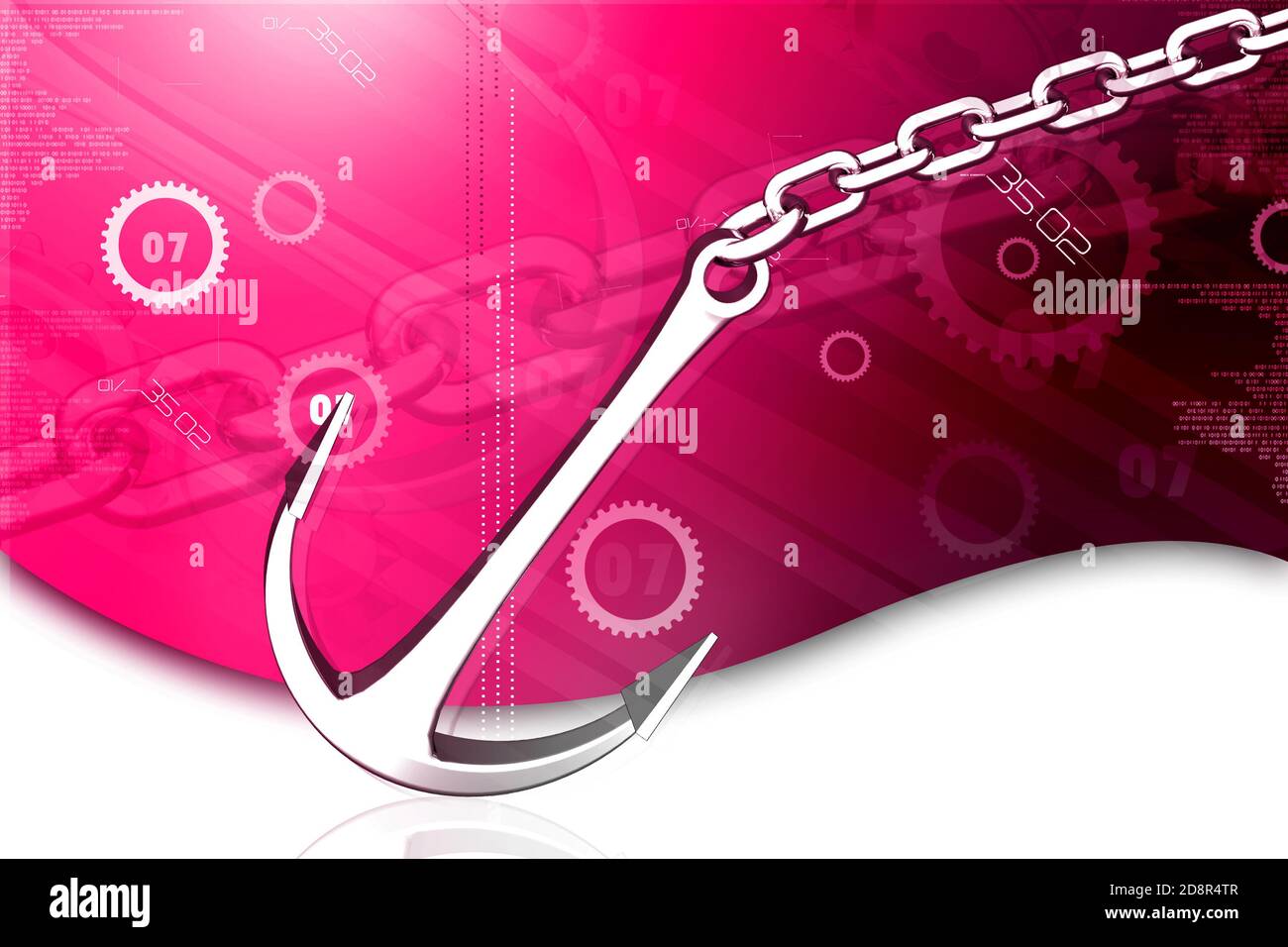 Digital illustration of Anchor and Chain in color background Stock ...