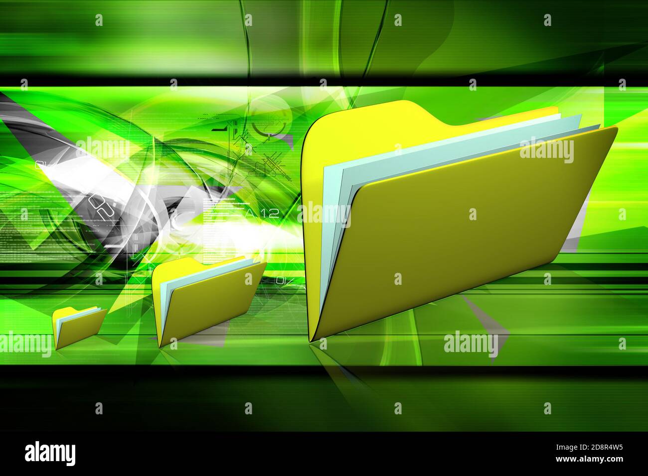 Digital illustration of 3d file folder in color background Stock Photo ...
