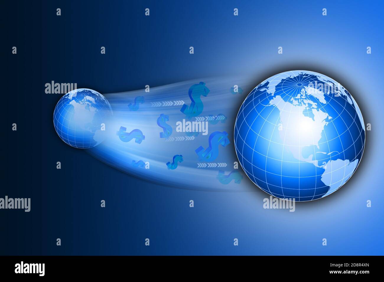 3d illustration of earth and dollar sign in color background Stock ...