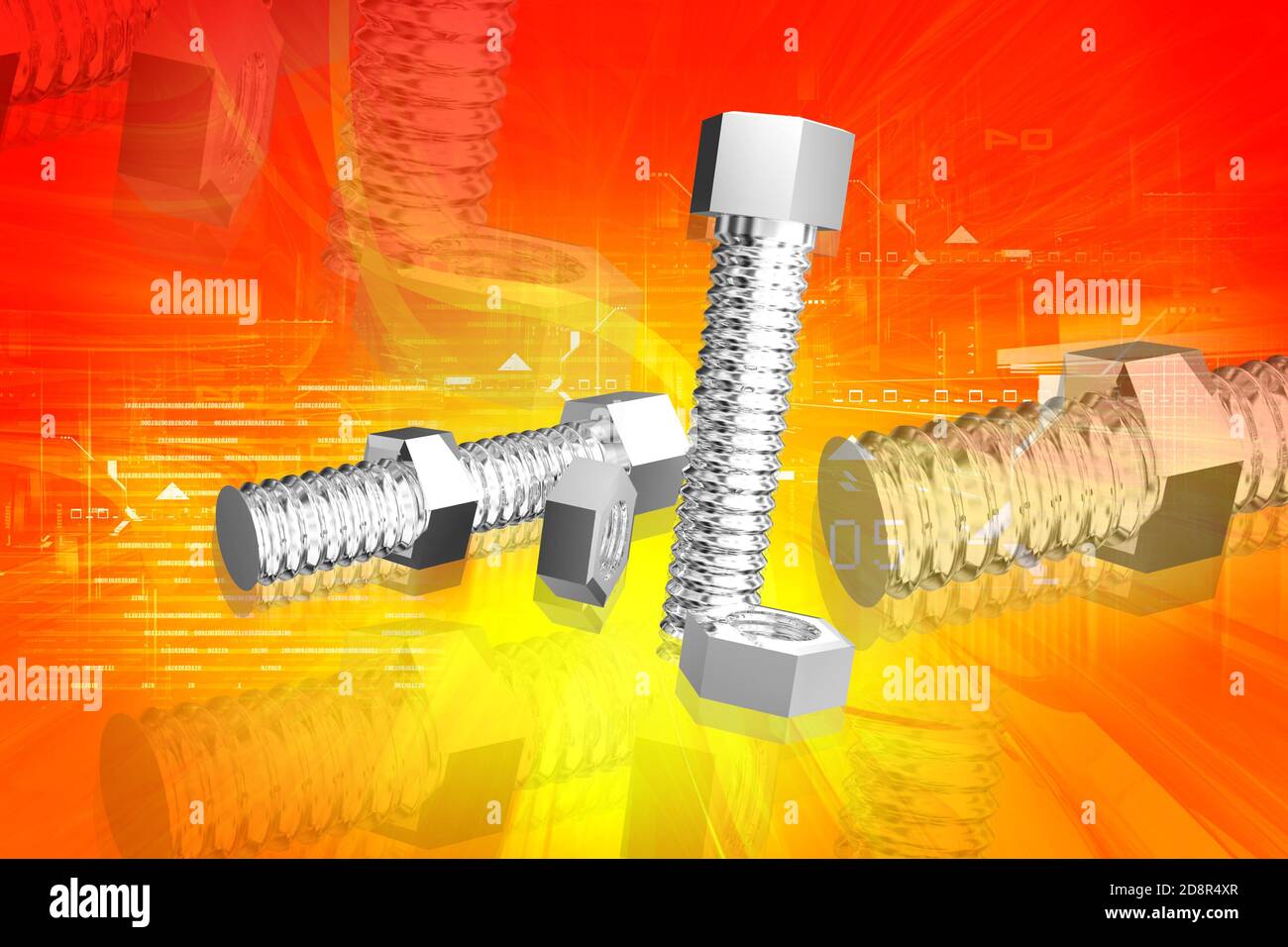 3d illustration of nut and bolt in color background Stock Photo - Alamy
