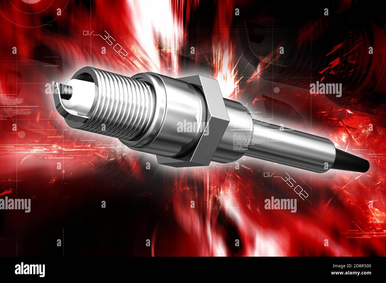3d illustration of spark plug in color background Stock Photo - Alamy