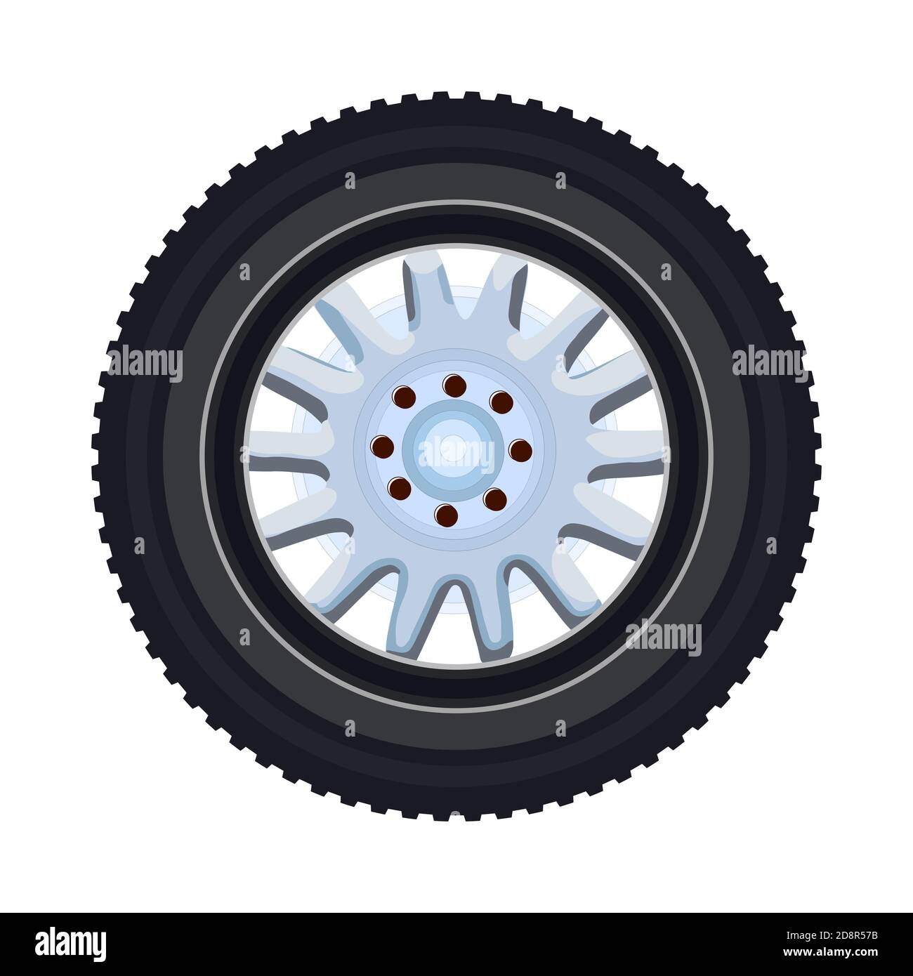 Tire isolated on white background. Wheel with a disk and rim for car or ...